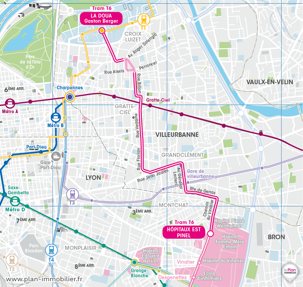 Lyon et Villeurbanne : les quartiers qui vont profiter du tram T6